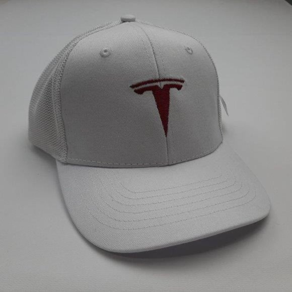 Accessories | Tesla Embroidered Mesh Snapback Cap Hat White Model X Y 3 ...